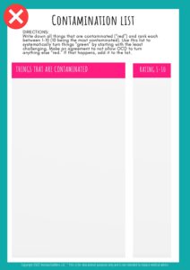 Contamination therapist worksheet | AT Parenting Community